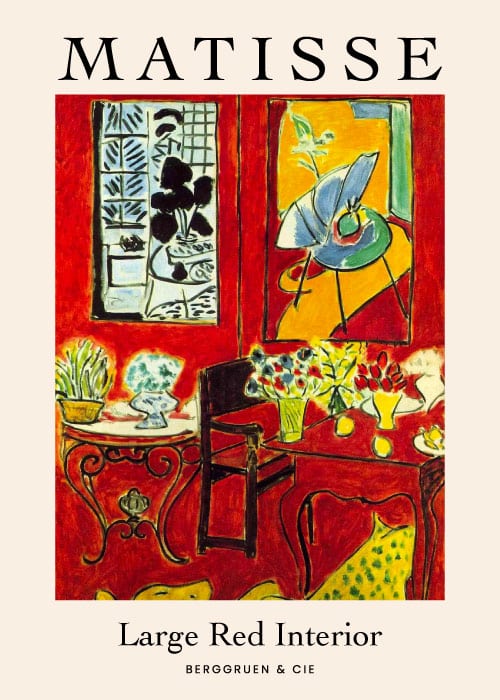 Matisse Large Red Interior - rødt interiør og grønne planter ...